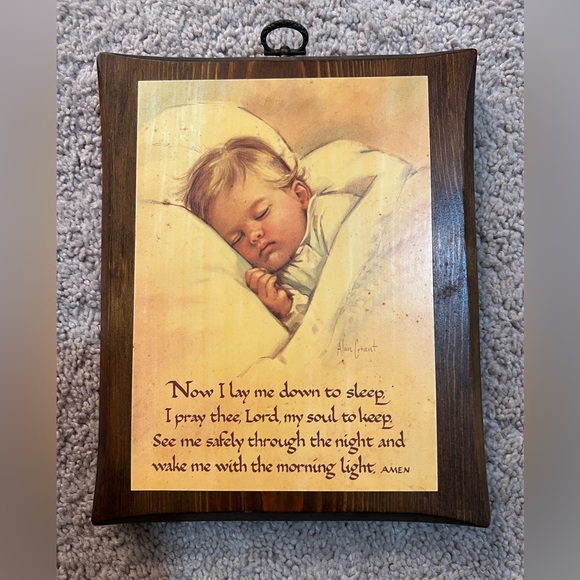 Wall Decor | Alan Grant Vintage Sleeping Baby Now I Lay Me Down To ...
